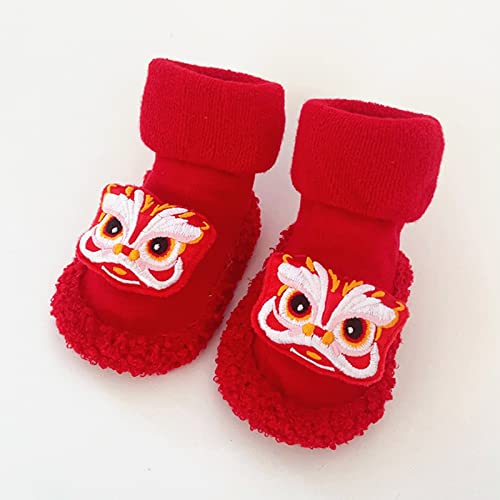 Lykmera Cartoon Printed Socks Shoes for Baby Girl Boy Children Winter Boots Floor Thickened Dispensing Baby Socks Shoes (RD3, 18-24 Months)