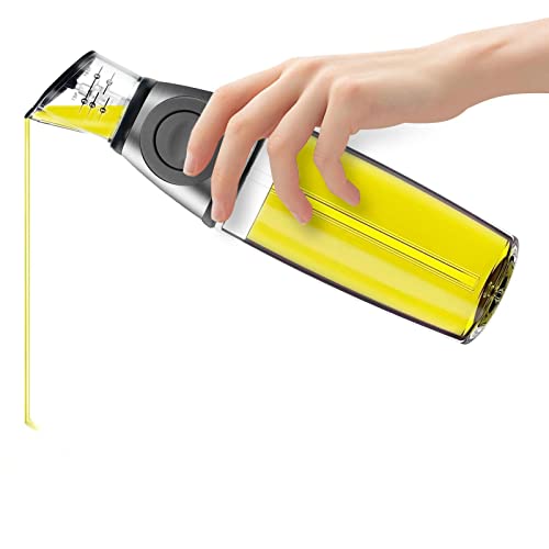 Nemufy Olive Oil Dispenser Bottle for Kitchen with Measurement Scale Cooking Oil and Vinegar Soy Sauce Bottling Clear Glass Oil Bottles Oil Pot Oil Container, 17oz/500ml