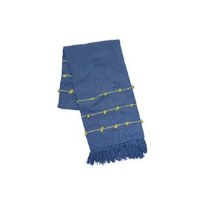 carol & frank tabb indigo & citron throw 50x60 inches blue