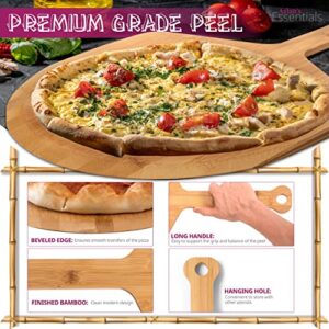 Azlan's Essentials Wood Pizza Peel 16 Inch - Sustainably Sourced Wooden Bamboo Pizza Paddle with Ergonomic Handle For Baking Homemade Pizza and Bread, No Split or Cracks, Extra Large.