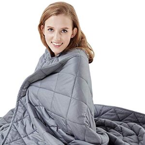 hypnoser weighted blanket twin size (15 lbs 48"x72") for kids and adults | heavy blanket for better sleep, fits twin or full size beds (dark grey)