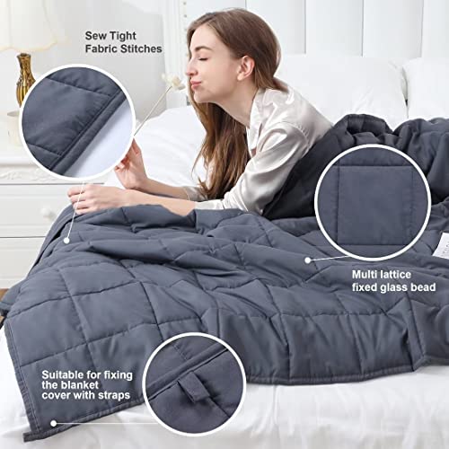 Alomidds Weighted Blanket (60"x80",15lbs Queen Size Grey), Weighted Blankets for Adults and Kids, Cooling Breathable Soft Heavy Blanket Microfiber Material with Glass Beads