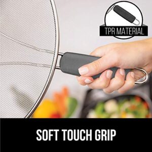 Gorilla Grip Splatter Screen for Frying Pan, Easy Clean Stainless Steel Grease Cover, Stop Hot Oil and Bacon Splash, Cooking Guard for Skillet, Comfortable Handle, Dishwasher Safe, 11.8 Inch, Gray