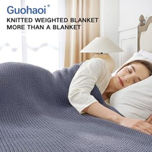 Guohaoi Knitted Weighted Blanket(Light Grey 60"x80" 15lbs),Home Décor Cooling Throw Blanket for Stressed or Hot Sleepers,Hand Made Chunky Knit Heavy Blanket for Adults Use on Queen/King Size Bed