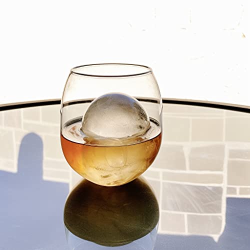 Glacio 100% Silicone Big Ice Cube Molds Combo - Giant Ice Cubes & Large Ice Sphere Mold Set - Ice Cube Molds for Cocktails and Whiskey Ice Cubes - Perfect for Craft Cocktails - Set of 2