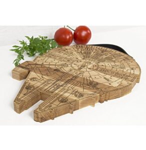 millennium falcon board - wooden cutting board - engraved wooden plate - rustic cutting board - futuristic serving platter - valentines gift