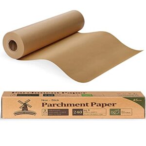 unbleached parchment paper for baking, 12 in x 240 ft, 240 sq.ft, baking paper, non-stick parchment paper roll for baking, cooking, grilling, air fryer and steaming