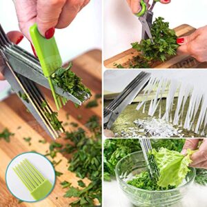 VIBIRIT Herb Scissors Leaf Herb Stripper, Stainless Steel 5 Blade Kitchen Scissors,Peelers for Kitchen,for Chopping Chive, Vegetables, Salad,Collard Greens, Parsley, Rosemary Herb As Christmas gifts