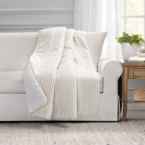 lush decor farmhouse drew stripe silver-infused throw blanket, 60" x 50", neutral & gray