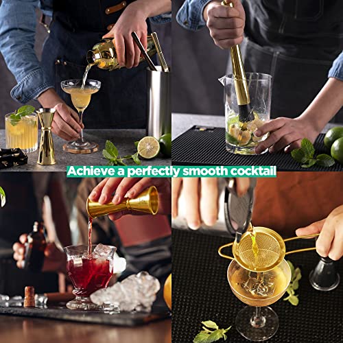 Homestia 8 Pcs Cocktail Shaker Set Stainless Steel Gold Martini Shaker Set, 24oz Drink Shakers Cocktail Set Shakers Bartending Drink Mixer Kit, Margarita Kit Cocktail Mixer Set Bar Kits for Bartender