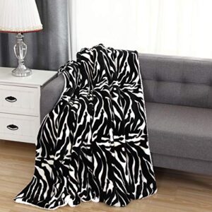 Elegant Comfort Luxury Ultra-Plush Velvet Touch Fleece Throw Soft, Sherpa-Backing Reversible Blanket for Bed, Sofa and Couch, (50 x 60"), Zebra