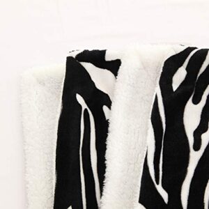 Elegant Comfort Luxury Ultra-Plush Velvet Touch Fleece Throw Soft, Sherpa-Backing Reversible Blanket for Bed, Sofa and Couch, (50 x 60"), Zebra