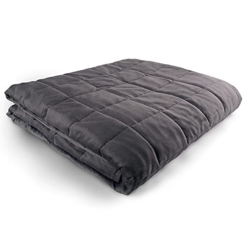 Hug Bud Weighted Blanket - 60" X 80" - 15-lbs - No Cover Required - Fits Queen/King Size Bed - for 110-150-lb Adult - Silky Minky Grey - Premium Glass Beads - Calming Stimulation Sensory Relaxation