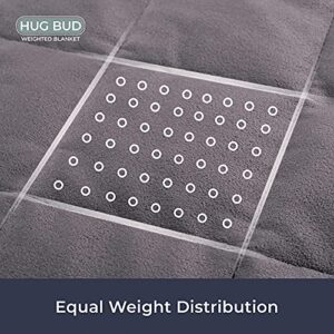 Hug Bud Weighted Blanket - 60" X 80" - 15-lbs - No Cover Required - Fits Queen/King Size Bed - for 110-150-lb Adult - Silky Minky Grey - Premium Glass Beads - Calming Stimulation Sensory Relaxation