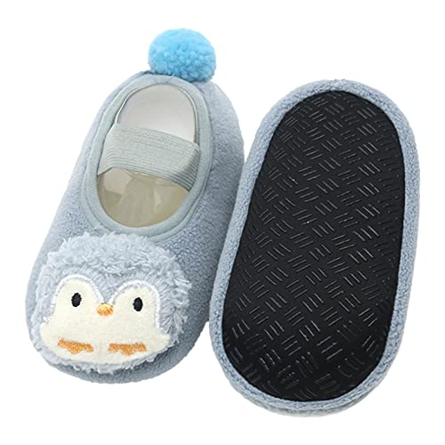 Lykmera Children Toddler Shoes Autumn Winter Boys Girls Floor Socks Non Slip Plush Cartoon Animals Walking Slippers Shoes (Blue, 0-6 Months)