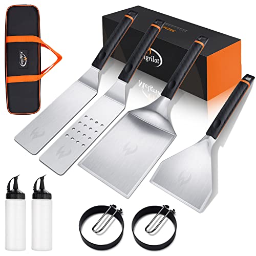 Advanced Griddle Accessories Kit for Blackstone, Melgrilot Flat Top Grill Accessories Set 9 Pcs with Reinforced Burger Spatula, Griddle Spatulas, Scraper, Professional Griddle Set for BBQ, Teppanyaki