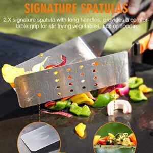 Advanced Griddle Accessories Kit for Blackstone, Melgrilot Flat Top Grill Accessories Set 9 Pcs with Reinforced Burger Spatula, Griddle Spatulas, Scraper, Professional Griddle Set for BBQ, Teppanyaki