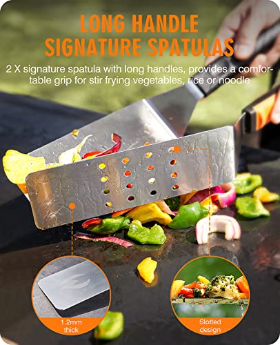 Advanced Griddle Accessories Kit for Blackstone, Melgrilot Flat Top Grill Accessories Set 9 Pcs with Reinforced Burger Spatula, Griddle Spatulas, Scraper, Professional Griddle Set for BBQ, Teppanyaki