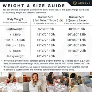 Aricove Cooling Weighted Blanket, 10 lbs, Full/Twin Size for Adults, Luxury Heavy Blanket in Silky Soft Bamboo, 48x72 inches, Machine Washable, White