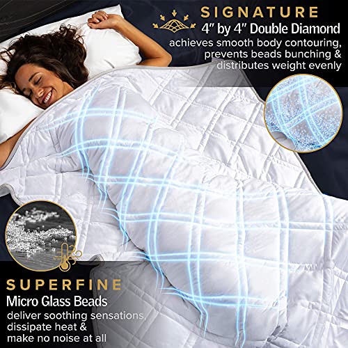 Aricove Cooling Weighted Blanket, 10 lbs, Full/Twin Size for Adults, Luxury Heavy Blanket in Silky Soft Bamboo, 48x72 inches, Machine Washable, White