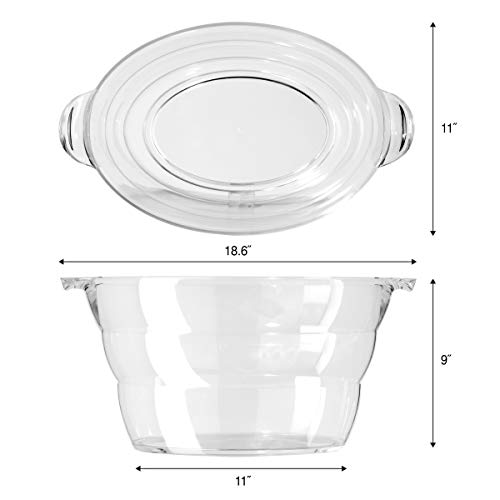 Oggi Acrylic Oval Party Tub-18.5" x 11", Clear, 18.5" by 11"