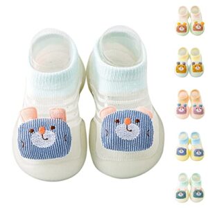 Lykmera Cartoon Socks Shoes Summer Autumn Comfortable Infant Toddler Shoes Cute Bear Pattern Mesh Breathable Floor Shoes (Light Blue, 2-2.5 Years Toddler)