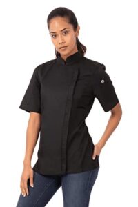 chef works women's springfield chef coat, black, medium