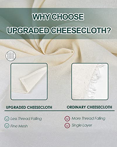 6 PCS 20x20 Inch Hemmed Cheesecloth, Grade 100, 100% Unbleached Cotton Fabric Ultra Fine Reusable Muslin Cloth for Straining, Cooking, Baking, Home