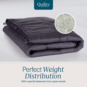 Quility Weighted Blanket for Adults - 20 LB Queen Size Heavy Blanket for Cooling & Heating - 100% Cotton Big Blanket w/Glass Beads, Machine Washable Blankets - 60"x80", Navy