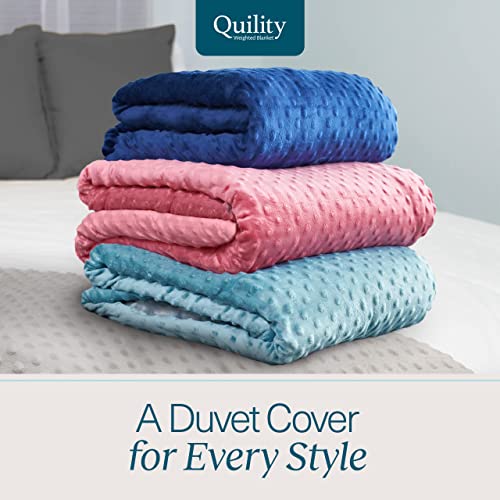 Quility Weighted Blanket for Adults - 20 LB Queen Size Heavy Blanket for Cooling & Heating - 100% Cotton Big Blanket w/Glass Beads, Machine Washable Blankets - 60"x80", Navy