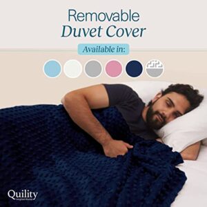 Quility Weighted Blanket for Adults - 20 LB Queen Size Heavy Blanket for Cooling & Heating - 100% Cotton Big Blanket w/Glass Beads, Machine Washable Blankets - 60"x80", Navy