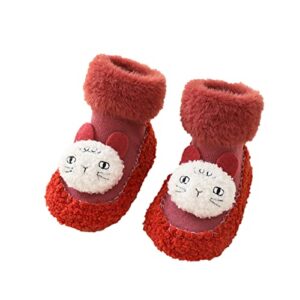 lykmera cartoon puppe socks shoes winter warm boots children todler boys girls socks shoes flat bottom non slip plush boots (red, 6-12 months)