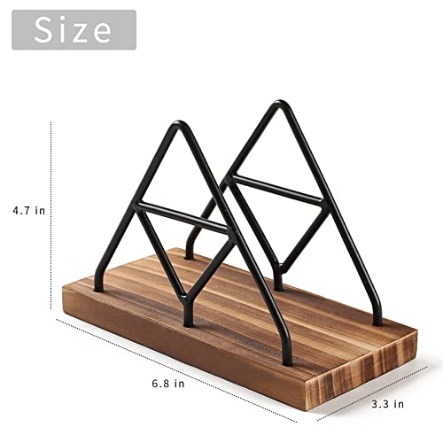 Wooden Napkin Storage,1 Pack Black Table Napkin Holder with Black Metal Wire for Indoor Outdoor Home Dining Restaurant Kitchen Decor