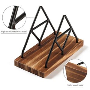 Wooden Napkin Storage,1 Pack Black Table Napkin Holder with Black Metal Wire for Indoor Outdoor Home Dining Restaurant Kitchen Decor