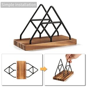 Wooden Napkin Storage,1 Pack Black Table Napkin Holder with Black Metal Wire for Indoor Outdoor Home Dining Restaurant Kitchen Decor