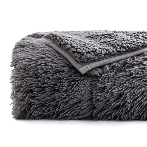 Uttermara Weighted Blanket Queen Size 15 Pounds for Adults, Sherpa Faux Fur Heavy Blanket for Couch Bed, Super Soft Plush Fleece & Cozy Sherpa Reverse, Luxury Long Fur Throw Blankets, 60" x 80", Gray