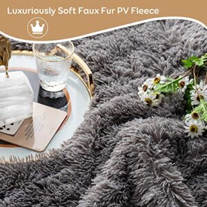 Uttermara Weighted Blanket Queen Size 15 Pounds for Adults, Sherpa Faux Fur Heavy Blanket for Couch Bed, Super Soft Plush Fleece & Cozy Sherpa Reverse, Luxury Long Fur Throw Blankets, 60" x 80", Gray