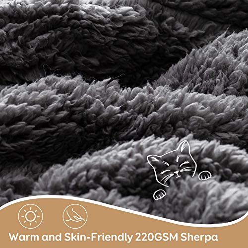 Uttermara Weighted Blanket Queen Size 15 Pounds for Adults, Sherpa Faux Fur Heavy Blanket for Couch Bed, Super Soft Plush Fleece & Cozy Sherpa Reverse, Luxury Long Fur Throw Blankets, 60" x 80", Gray