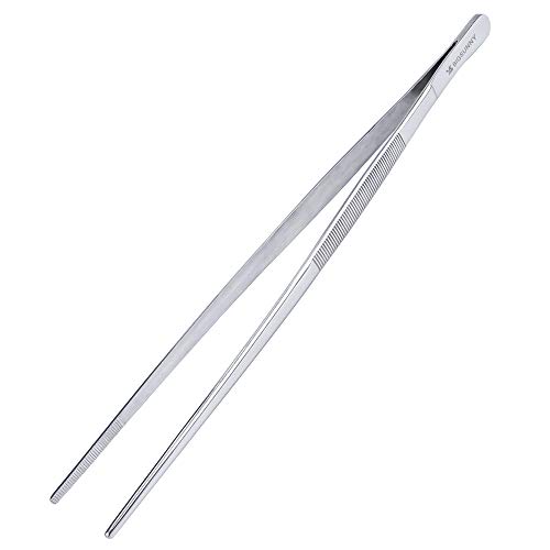 12 Inch Kitchen Tweezers Fine Tweezer Tongs, MSY BIGSUNNY Stainless Steel Food Tweezers Multi-function Precision Serrated Tips Cooking Tongs Kitchen Serving Tong