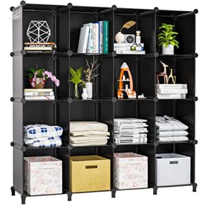 Neprock 20-Pack Black Shoe Slots Organizer Bundle with 16 Cube Closet Organizers