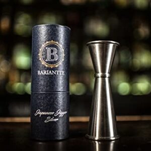 BARIANTTE Silver Double Jigger for Bartending, Cocktail Jigger 2 oz 1 oz, Cocktail Measuring Cup Japanese Jigger Shot Measure Jiggers, Bar Measuring Tools Bar Jigger with Measurements Inside