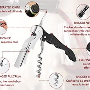 Professional Waiter Corkscrew Wine Openers Set (4 PCS),Upgraded With Heavy Duty Stainless Steel Hinges Wine Key for Restaurant Waiters, Sommelier, Bartenders