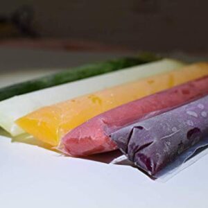 120pcs Ice Popsicle Molds Bags Pop Mold Pouch with Zip Seals get Funnel Free, 11"x2" DIY Zip-Top Ice pop Pouches for Gogurt Ice Candy or Freeze Pops Fruit Vegetable Freezer Tubes