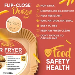 Air Fryer Liners - 100Pcs Non-Stick Disposable Paper Liners - Square Parchment Paper for 5-8 QT Air Fryers - Essential Air Fryer Accessories, Fits 5-8 INCH Airfryer