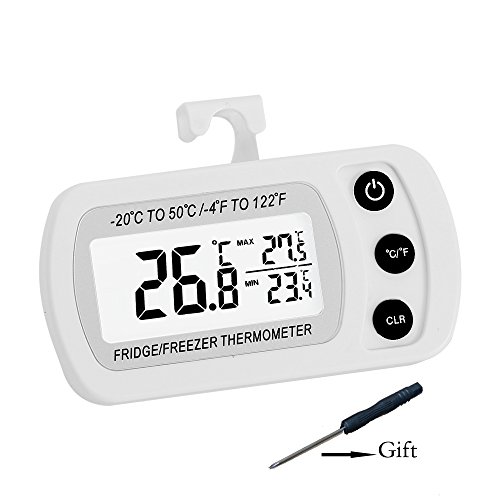 LinkDm 2 Pack Digital Refrigerator Freezer Thermometer,Max/Min Record Function with Large LCD Display