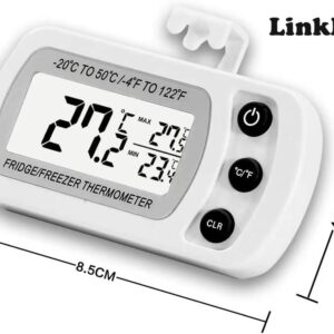 LinkDm 2 Pack Digital Refrigerator Freezer Thermometer,Max/Min Record Function with Large LCD Display