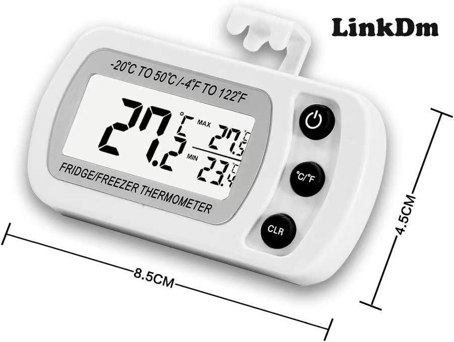 LinkDm 2 Pack Digital Refrigerator Freezer Thermometer,Max/Min Record Function with Large LCD Display