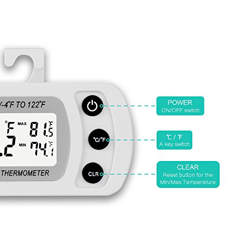 LinkDm 2 Pack Digital Refrigerator Freezer Thermometer,Max/Min Record Function with Large LCD Display