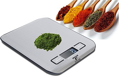 Digital Kitchen Scale Food Multifunction Accuracy Digital Scale LCD Display 11LB 5KG, Food Scales Digital Weight Grams and Oz, Baking Scale, Stainless Steel Small Food Scale by Moss and Stone