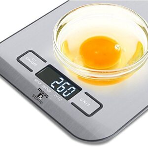 Digital Kitchen Scale Food Multifunction Accuracy Digital Scale LCD Display 11LB 5KG, Food Scales Digital Weight Grams and Oz, Baking Scale, Stainless Steel Small Food Scale by Moss and Stone